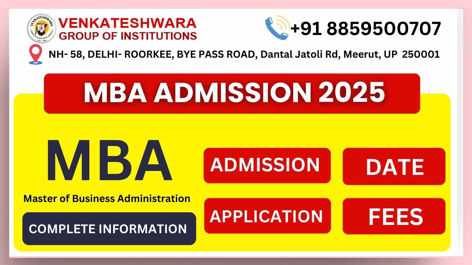 MBA Admission 2025: Entrance Exam, Date, Fees & Process - Venkateshwara ...